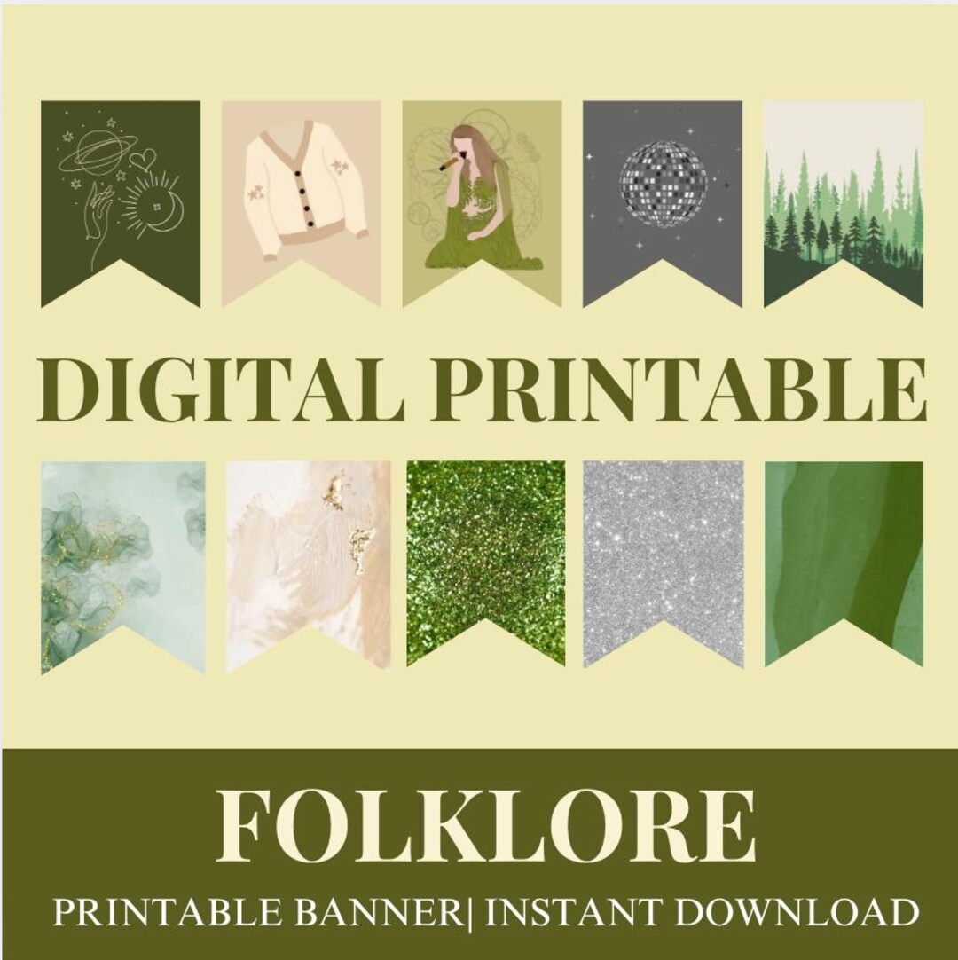 Printable Taylor FOLKLORE Banner | Digital Download Eras Party Decor ...
