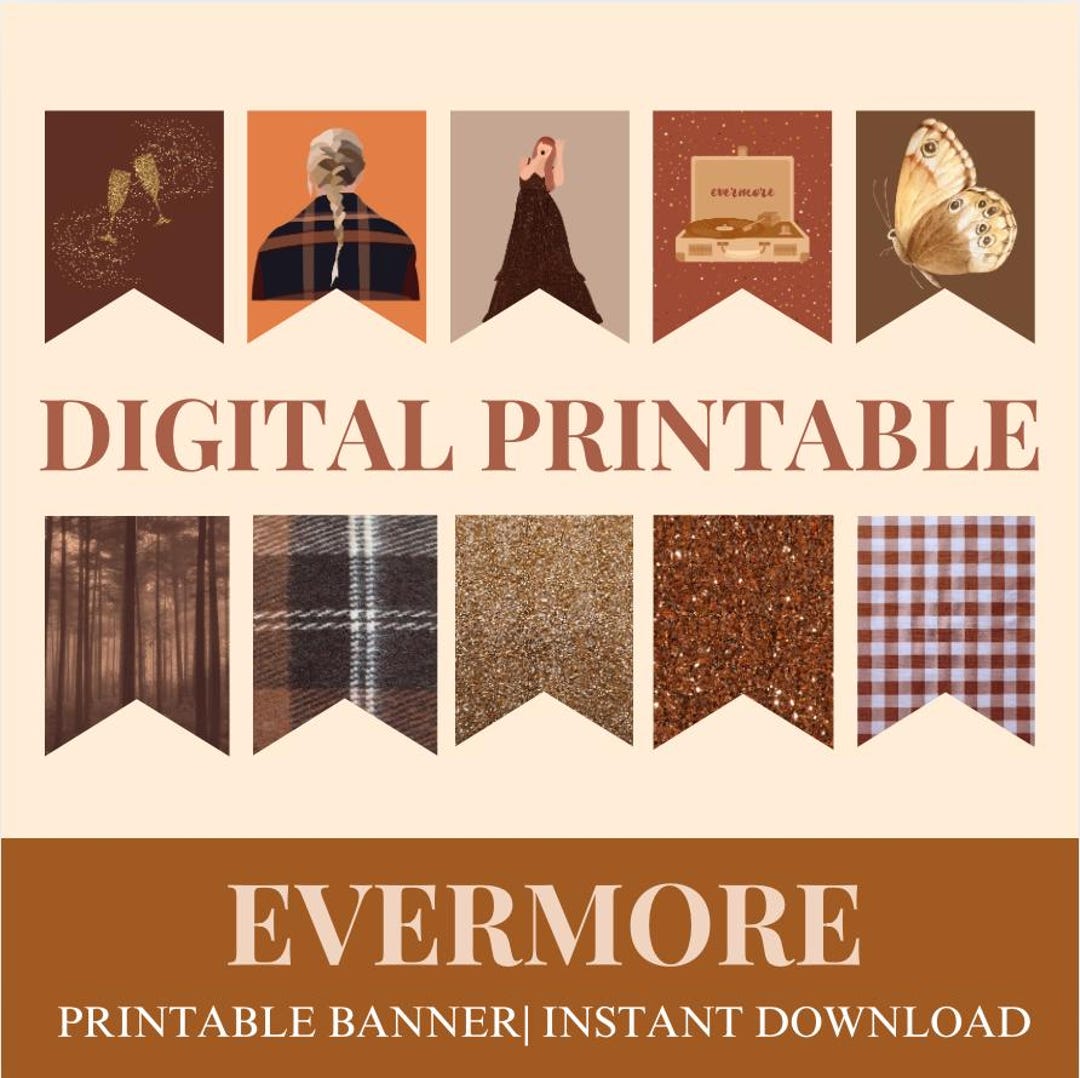 Printable Taylor EVERMORE Banner Digital Download Eras Party Decor TS ...