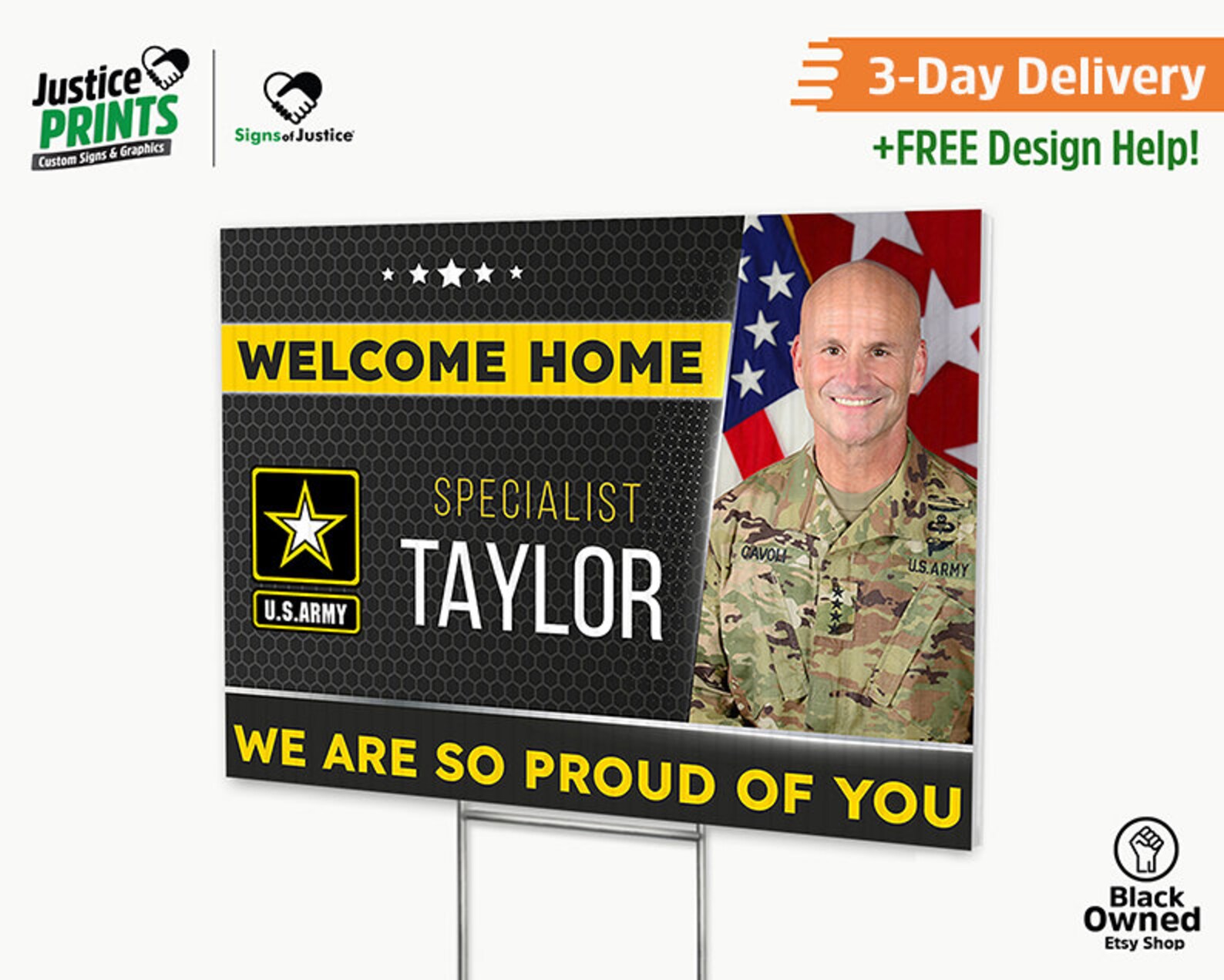 Army Yard Signs FREE Graphic Design Fast Free Shipping, Delivered in 2 ...
