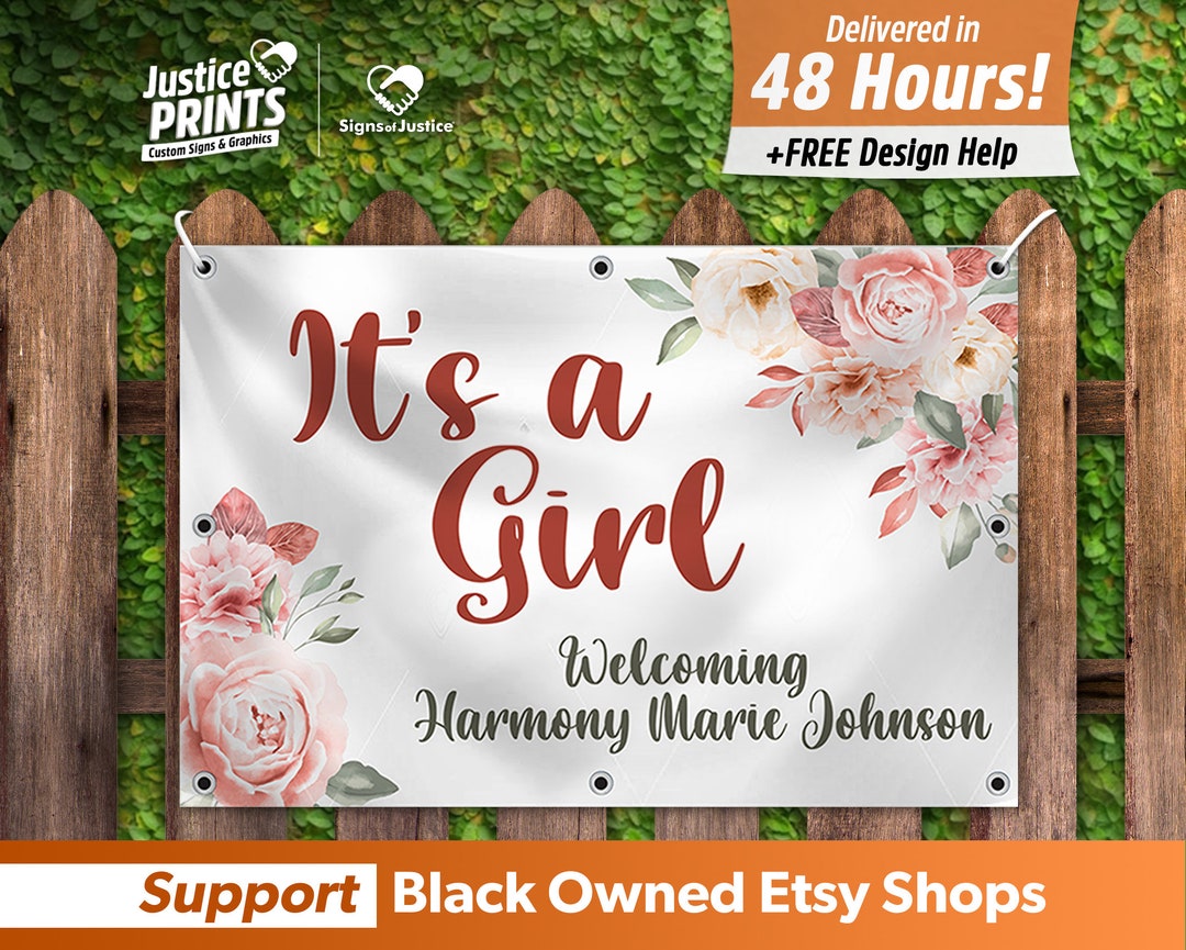 Pink Flowers Banner + FREE Graphic Design + Fast Free Shipping ...