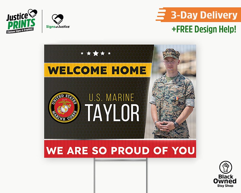 US Marine Yard Signs FREE Graphic Design Fast Free Shipping, Delivered ...