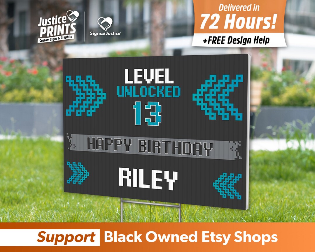 Video Game Birthday Yard Signs + FREE Graphic Design + Fast Free ...