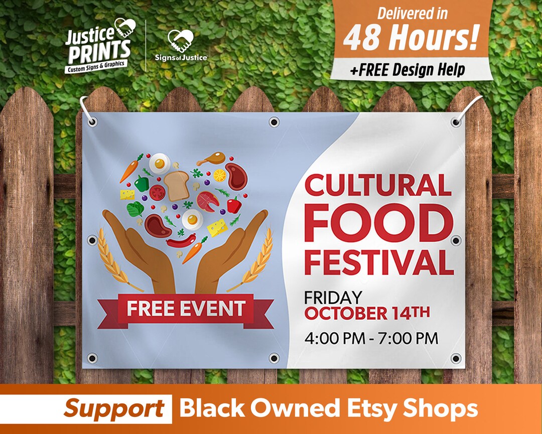 Cultural Food Festival Banner + FREE Graphic Design + Fast Free ...