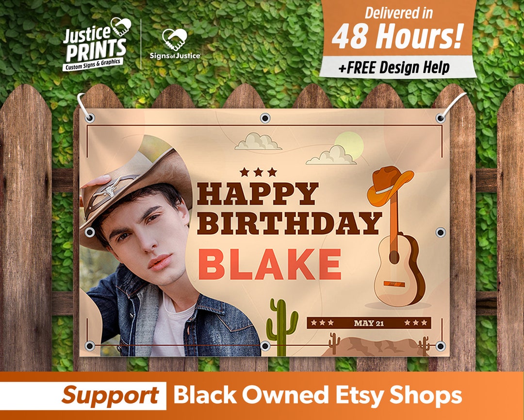 Cowboy & Western Birthday Banner + FREE Graphic Design + Fast Free ...