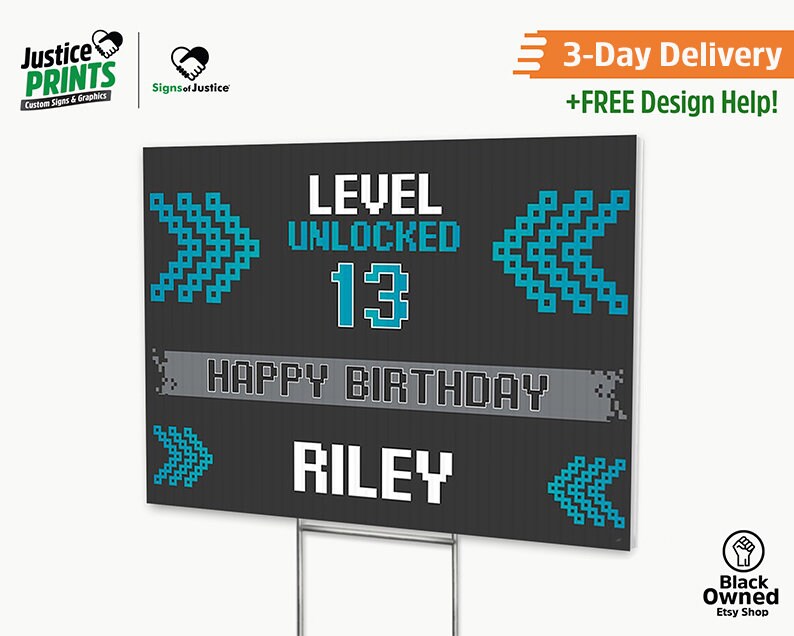 Video Game Birthday Yard Signs + FREE Graphic Design + Fast Free ...