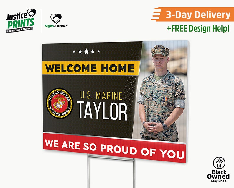 US Marine Yard Signs FREE Graphic Design Fast Free Shipping, Delivered ...