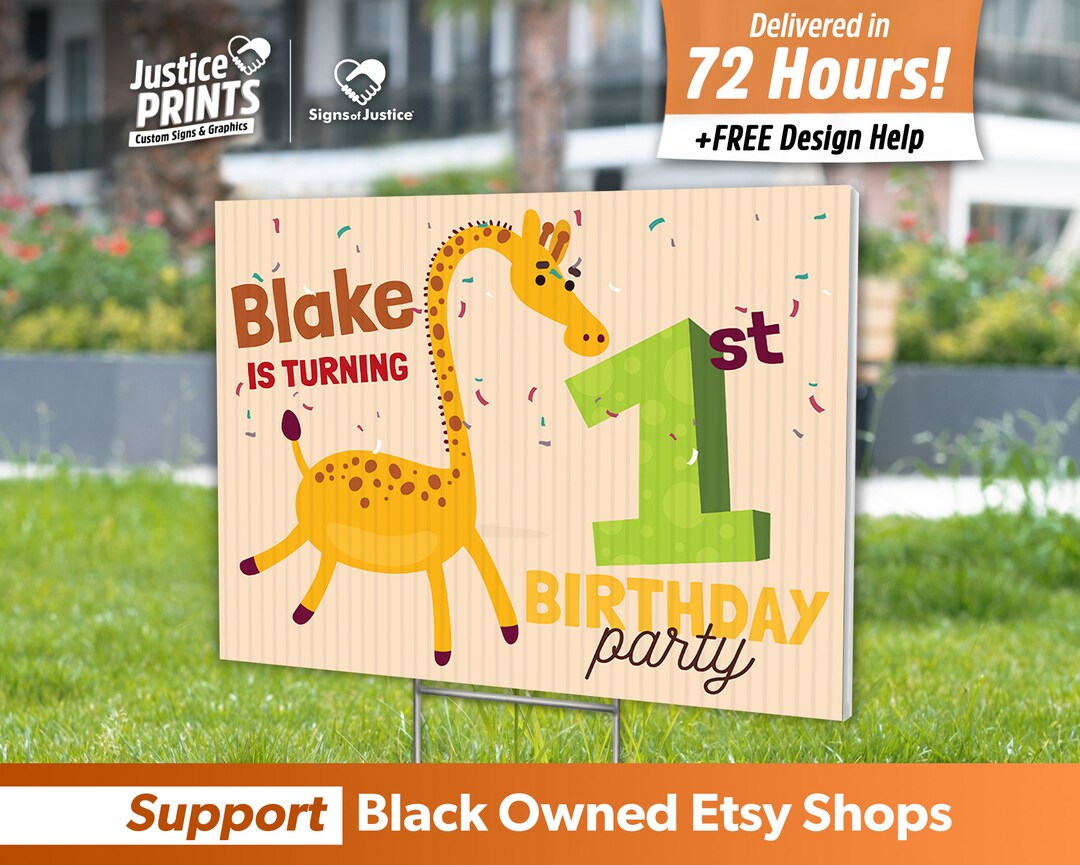 Giraffe Yard Signs + FREE Graphic Design + Fast Free Shipping ...
