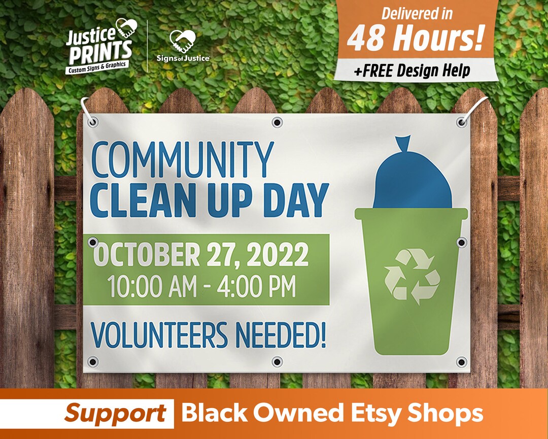 Clean up Day Banner + FREE Graphic Design + Fast Free Shipping ...