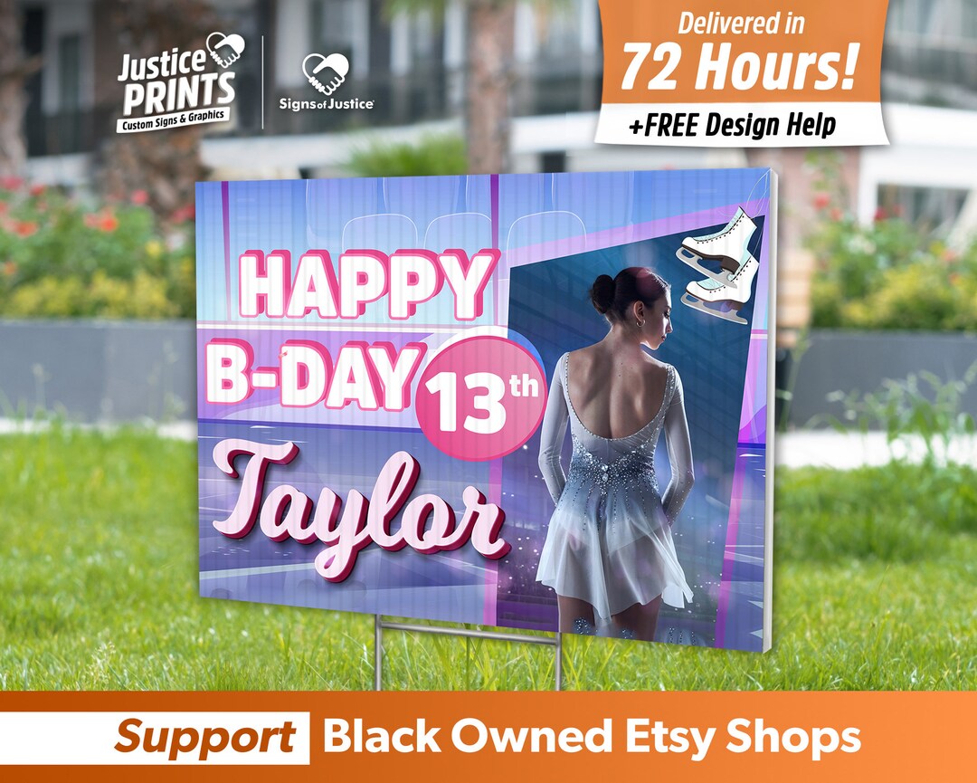 Ice Skating Birthday Yard Signs + FREE Graphic Design + Fast Free ...
