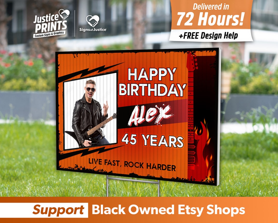 Rock 'N' Roll Birthday Yard Signs + FREE Graphic Design + Fast Free ...