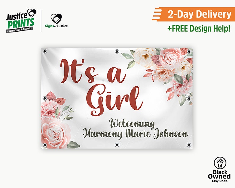 Pink Flowers Banner + FREE Graphic Design + Fast Free Shipping ...