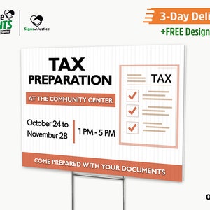 Tax Preparation Government Yard Signs + FREE Graphic Design + Fast Free ...