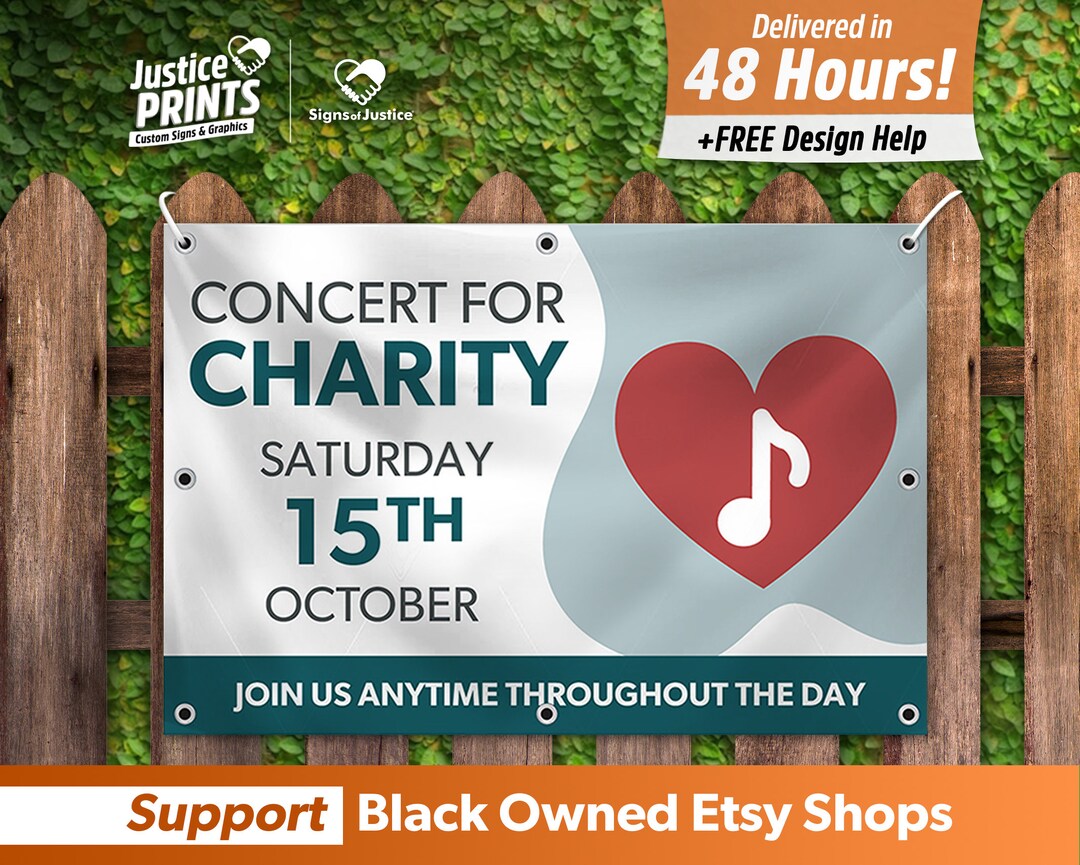 Concerts for Charity Banner + FREE Graphic Design + Fast Free Shipping ...