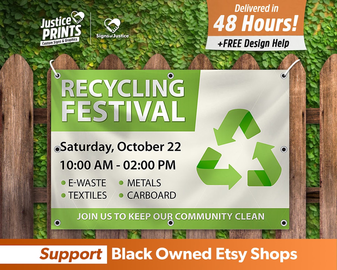Recycling Festival Banner + FREE Graphic Design + Fast Free Shipping ...