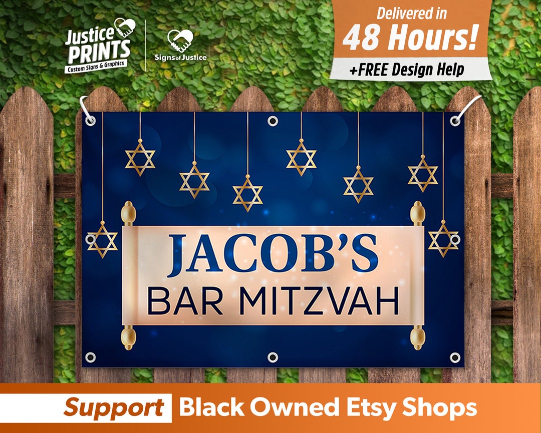 Bar Mitzvah Banner + FREE Graphic Design + Fast Free Shipping ...