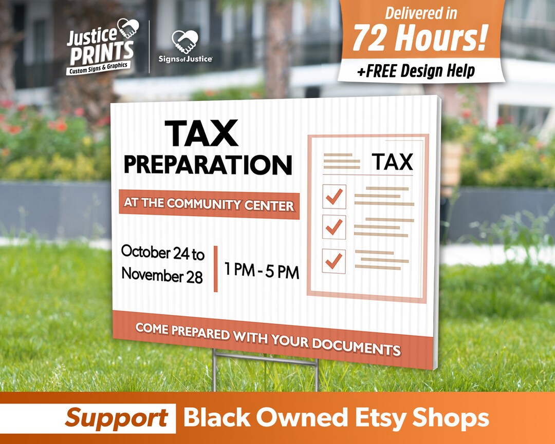 Tax Preparation Government Yard Signs + FREE Graphic Design + Fast Free ...