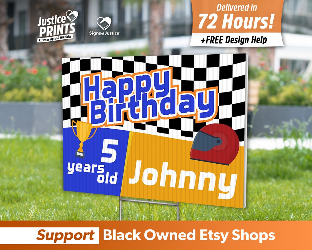 Racing Yard Signs + FREE Graphic Design + Fast Free Shipping, Delivered ...