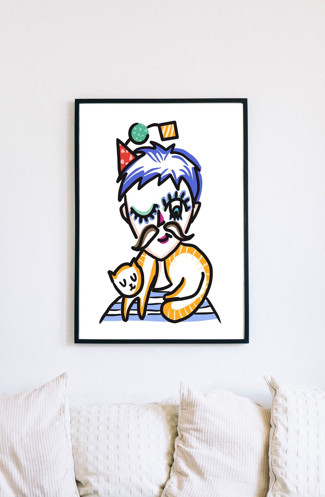 Funky Wall Art, Modern Poster, Illustration Poster, Colorful Eclectic ...