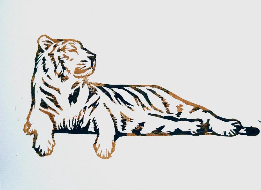 Tiger Linocut Print - Etsy