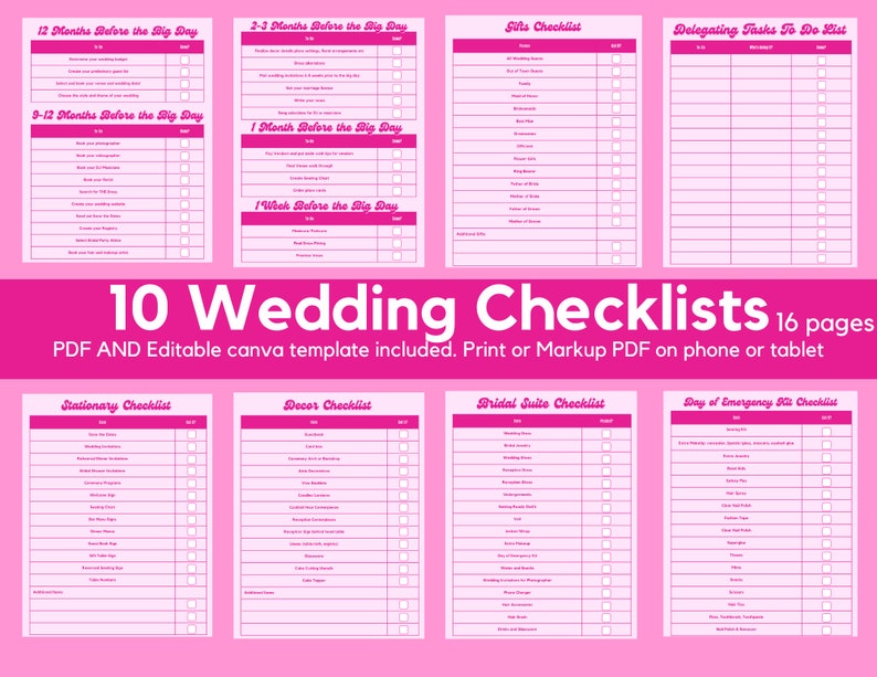 Complete Wedding Planning Checklists 10 Detailed Wedding Checklists