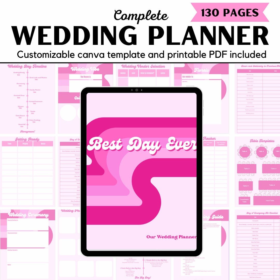 Modern 130 Page Wedding Planner Template. Instant Download. Printable ...