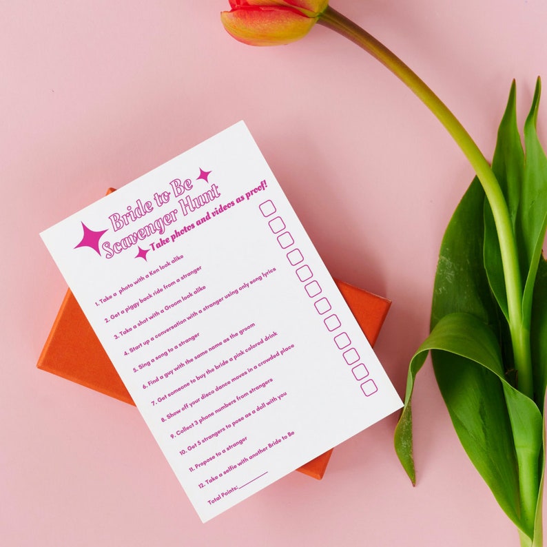 Pink Bachelorette Scavenger Hunt. Digital Download PDF and Customizable ...