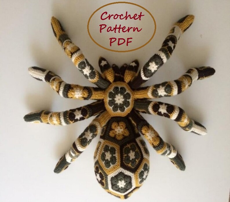 African Flower Style Tarantula Crochet Pattern/ Gigant Spider/ - Etsy