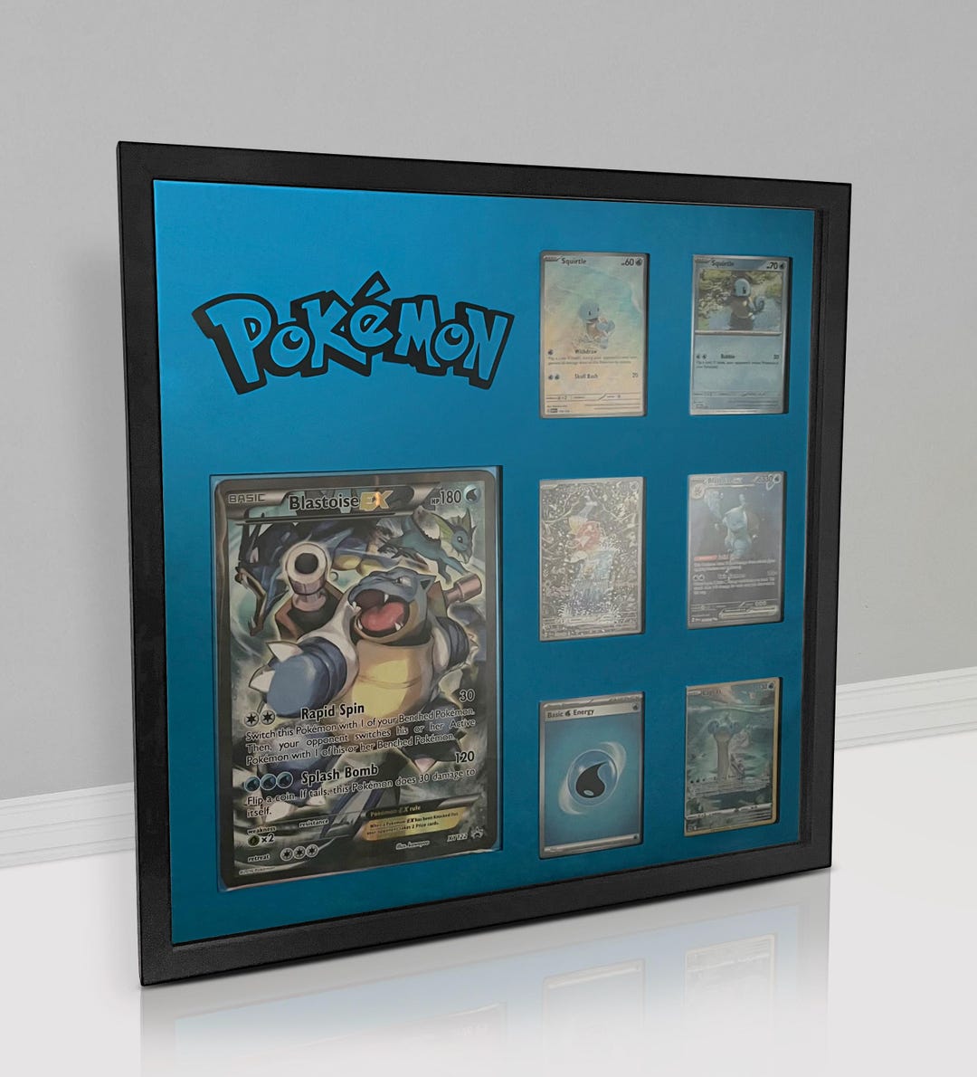 Pokemon BLUE JUMBO Card & Top Loader Display 15 X 15 Premium Display ...