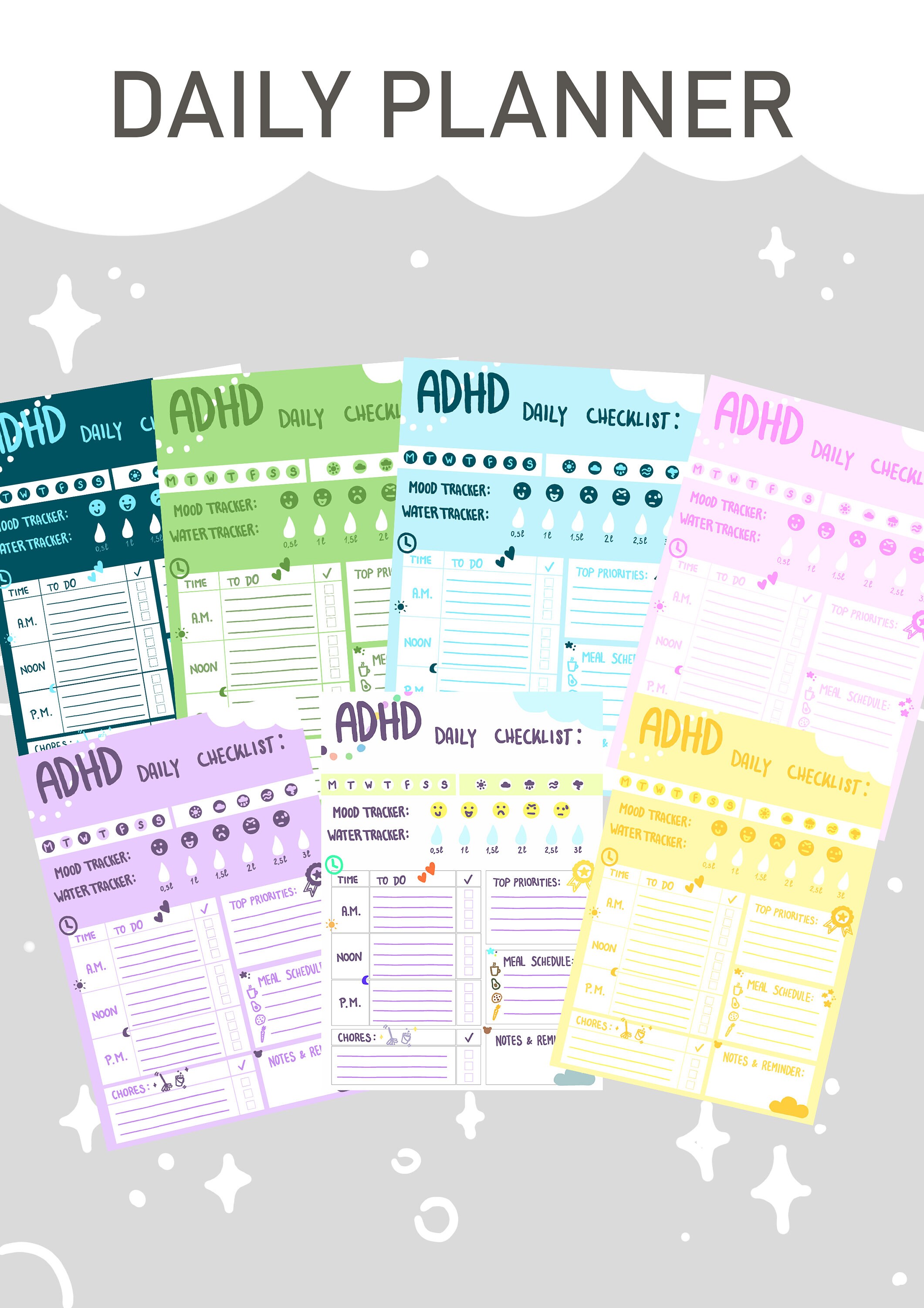 ADHD Daily Planner - Blue Version - Etsy