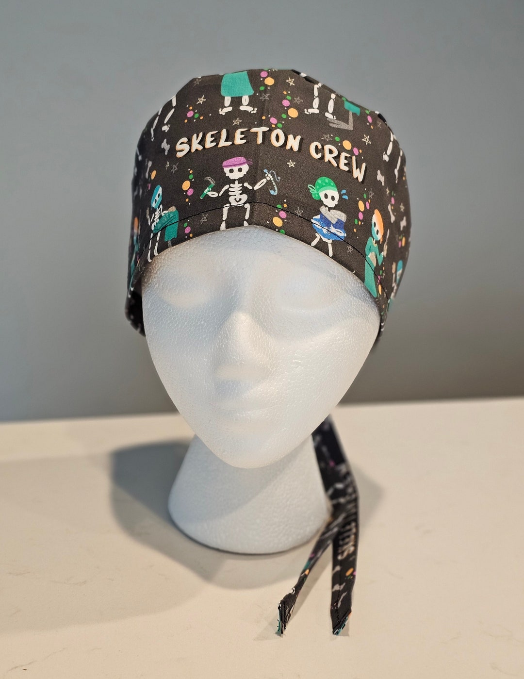 Skeleton Crew Scrub Caps in Bouffant, Euros, Ponytails, and Skull Cap ...