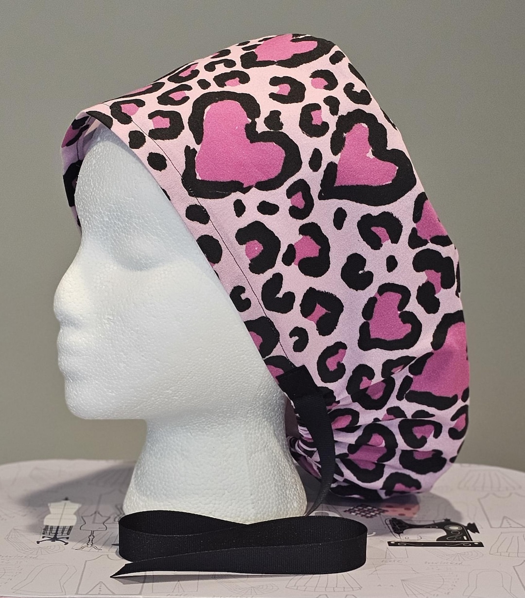Valentine's Day Heart Shaped Leopard Print in Pink Scrub Caps - Etsy