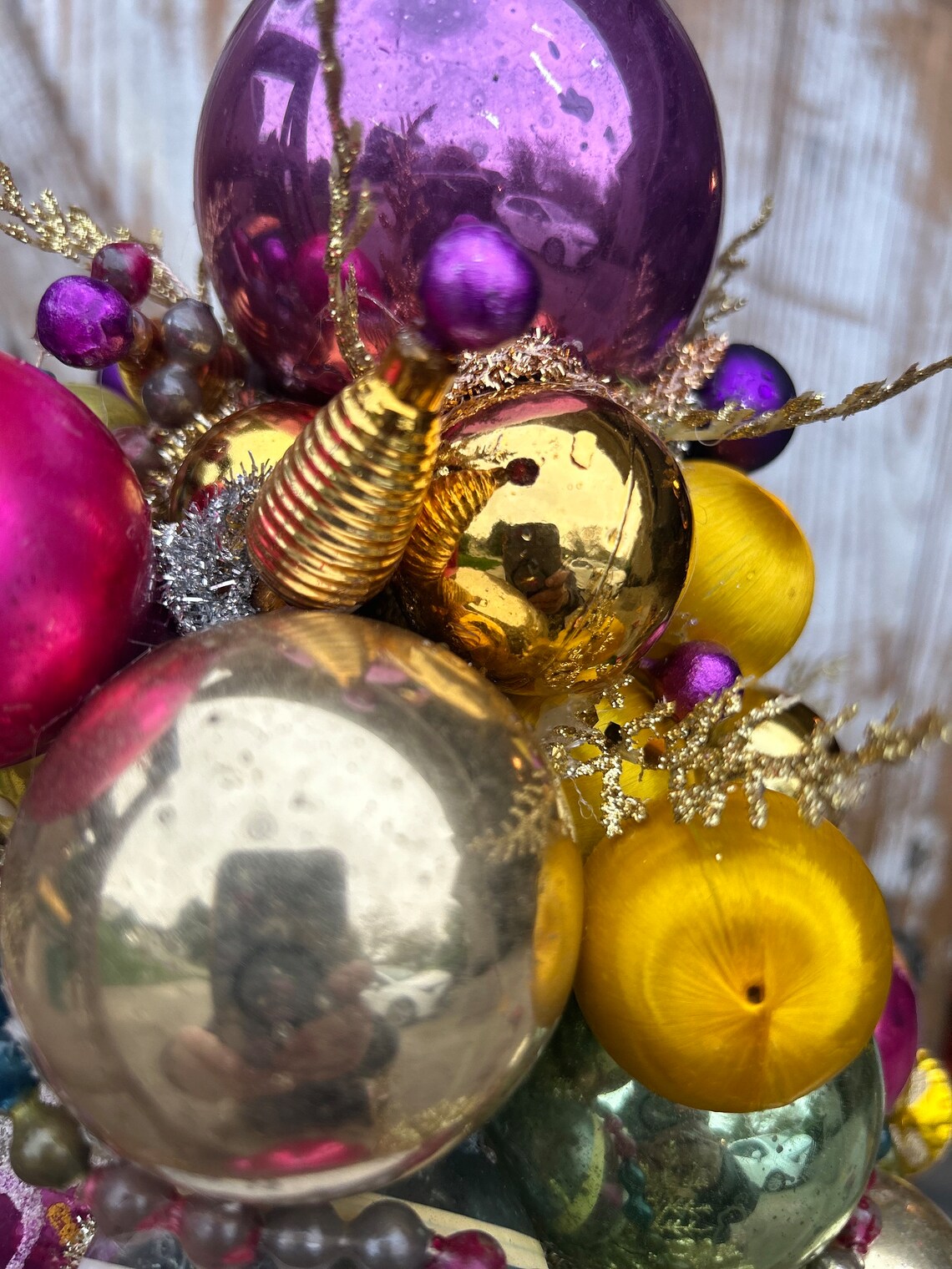 Gold and Purple, Topiary, Vintage Christmas Assemblage, Mcm, Vintage ...