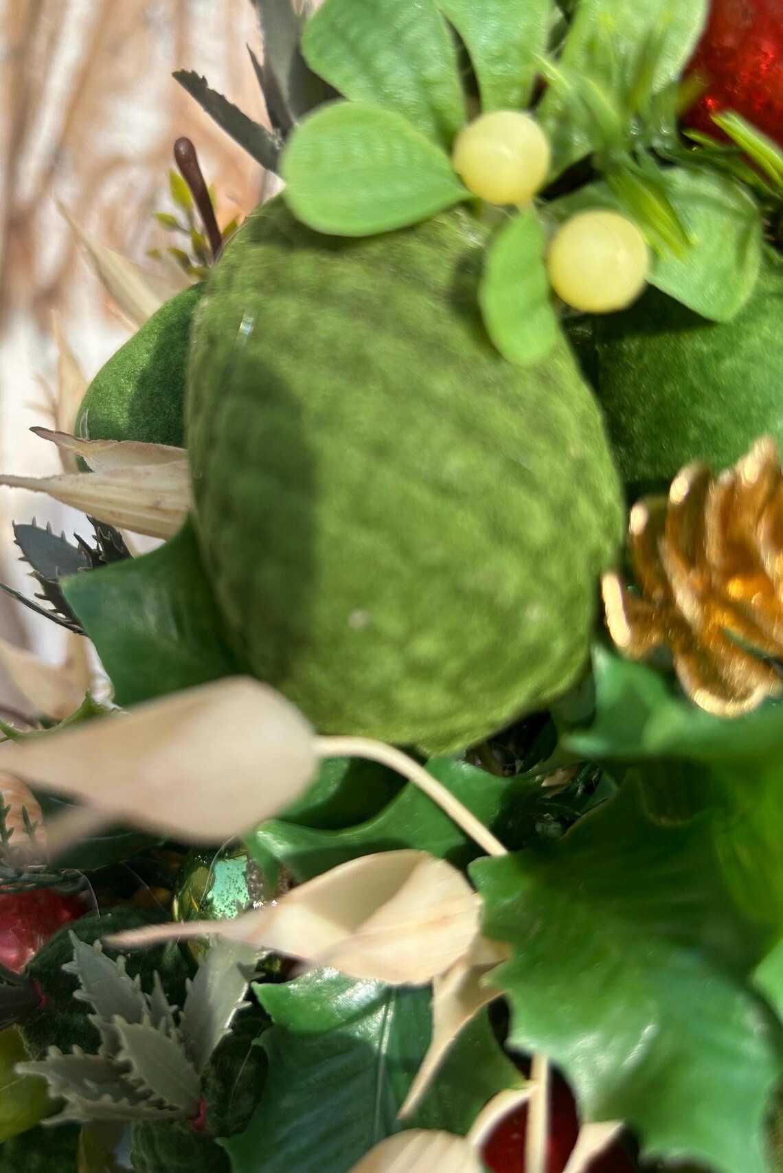 MCM Vintage Flocked Fruit Topiary in Green Hues in a Vintage Pale Green ...