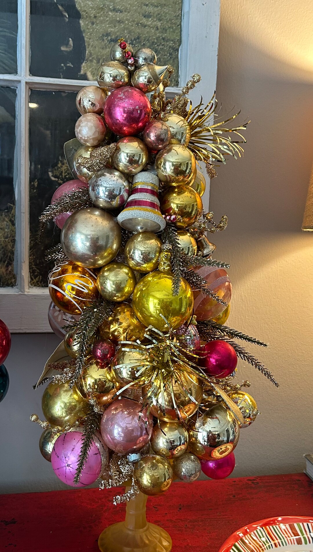 Gold Pink Topiary Vintage Christmas Assemblage Mcm - Etsy