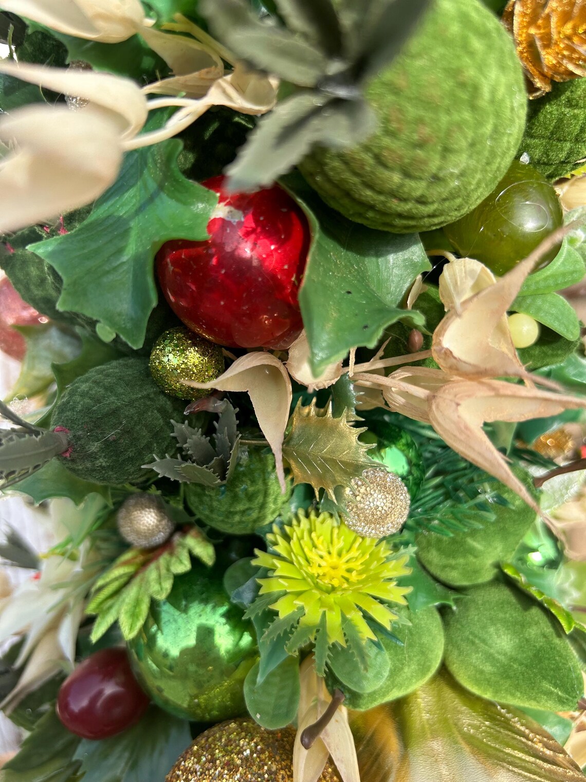 MCM Vintage Flocked Fruit Topiary in Green Hues in a Vintage Pale Green ...