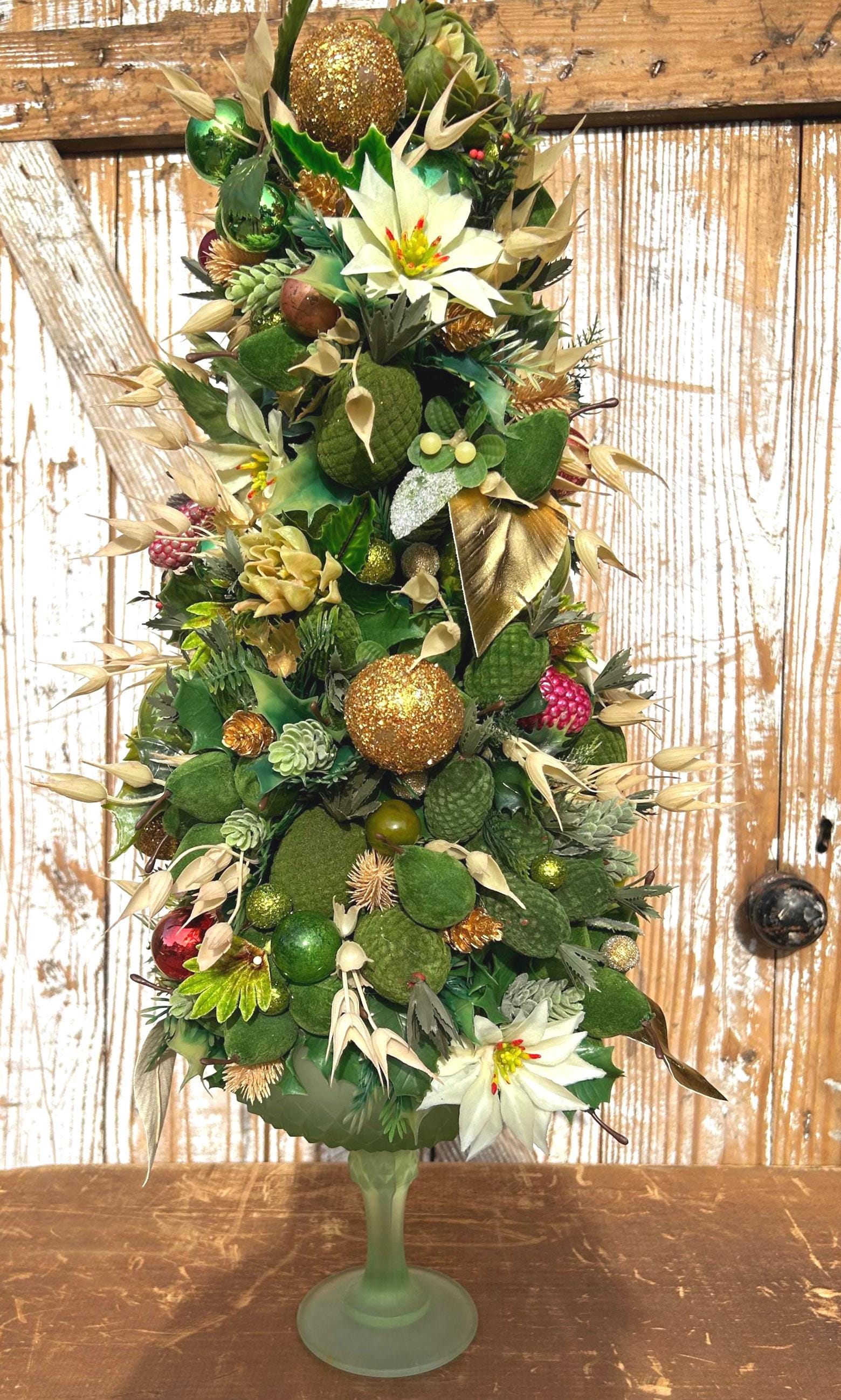 MCM Vintage Flocked Fruit Topiary in Green Hues in a Vintage Pale Green ...