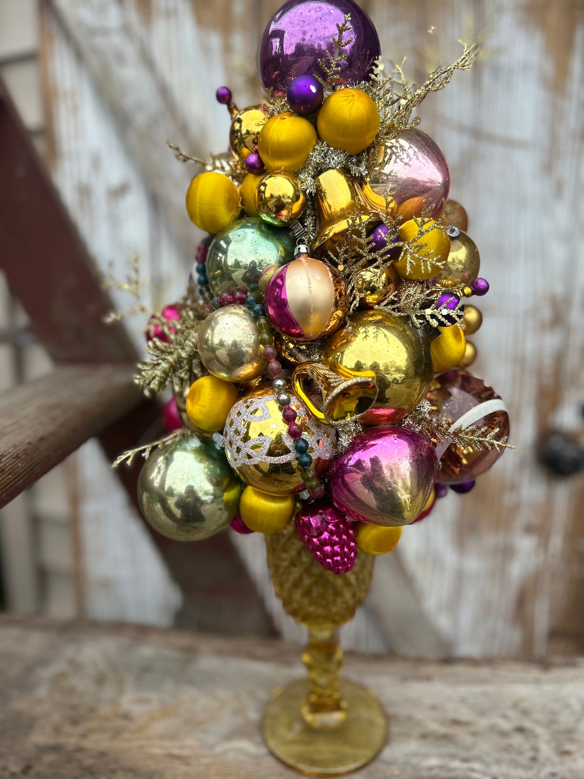 Gold and Purple, Topiary, Vintage Christmas Assemblage, Mcm, Vintage ...