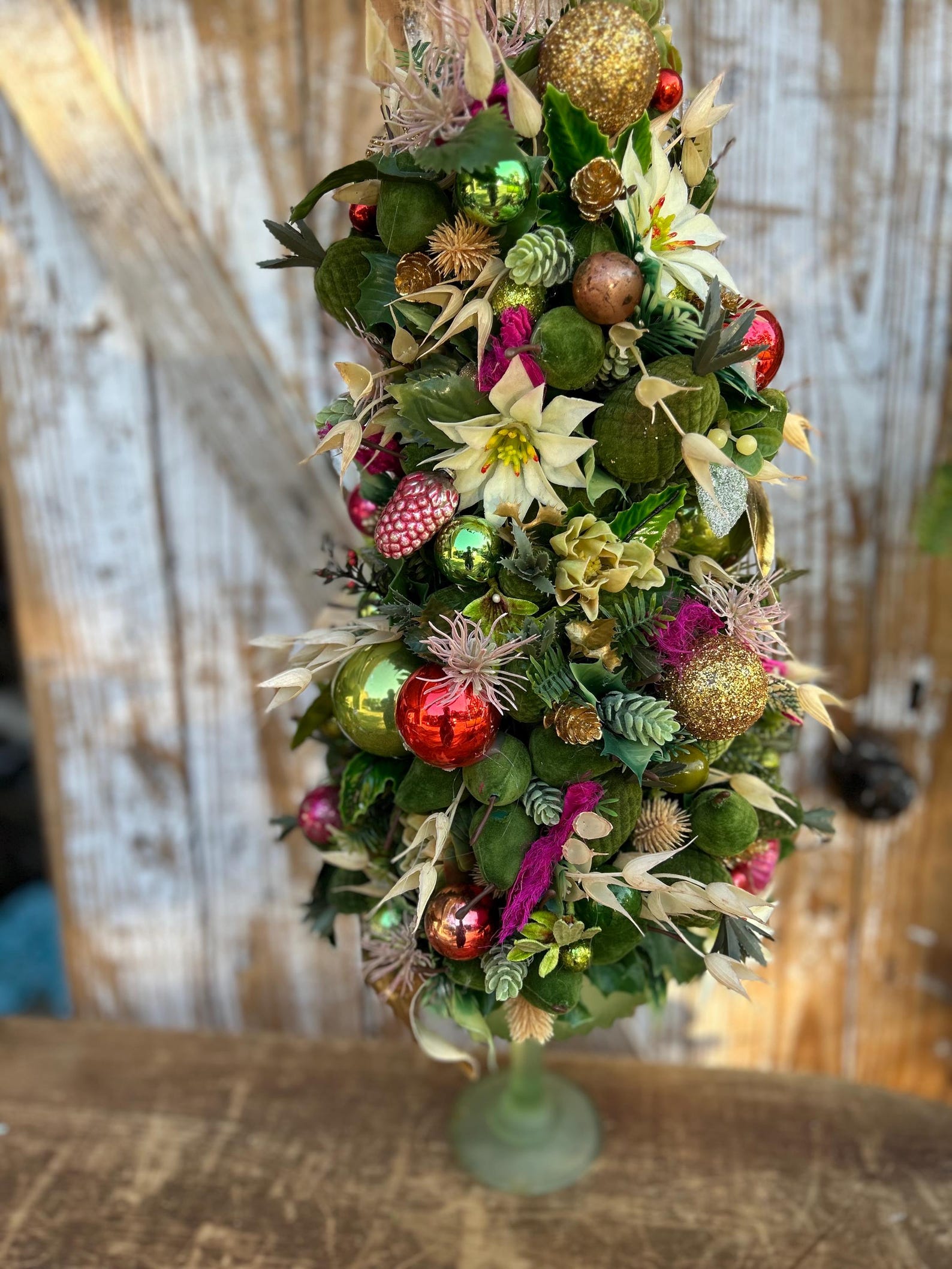 MCM Vintage Flocked Fruit Topiary in Green Hues in a Vintage Pale Green ...