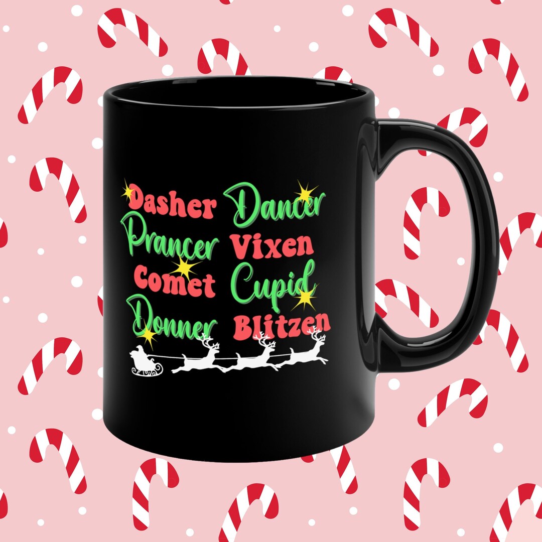 Santa's Reindeer Names Coffee Mug Christmas Reindeer Mug - Etsy