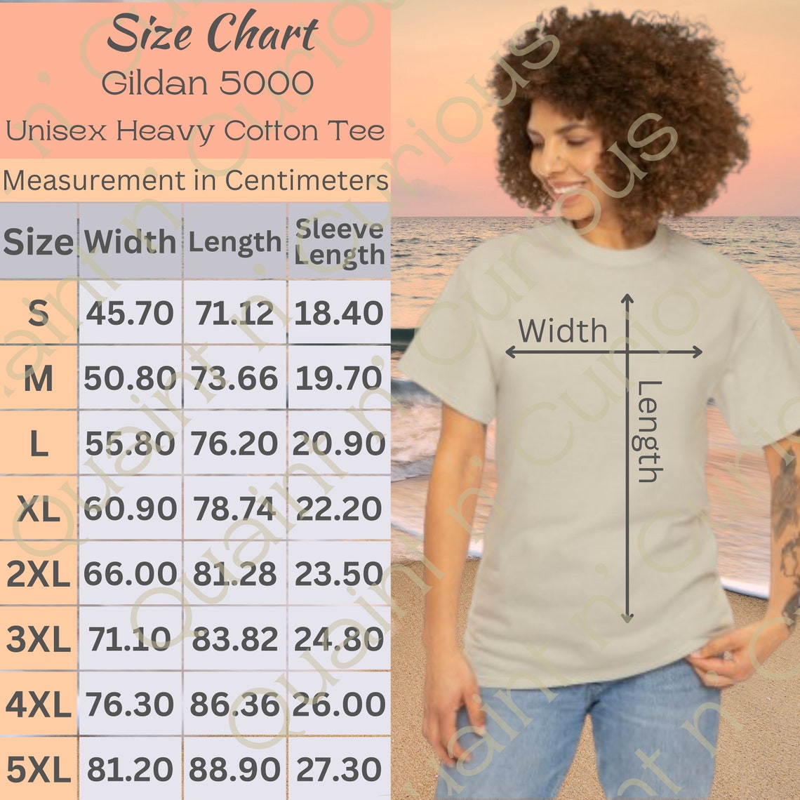 Gildan 5000 Size Chart and Washing Instructions, Gildan 5000 Unisex ...