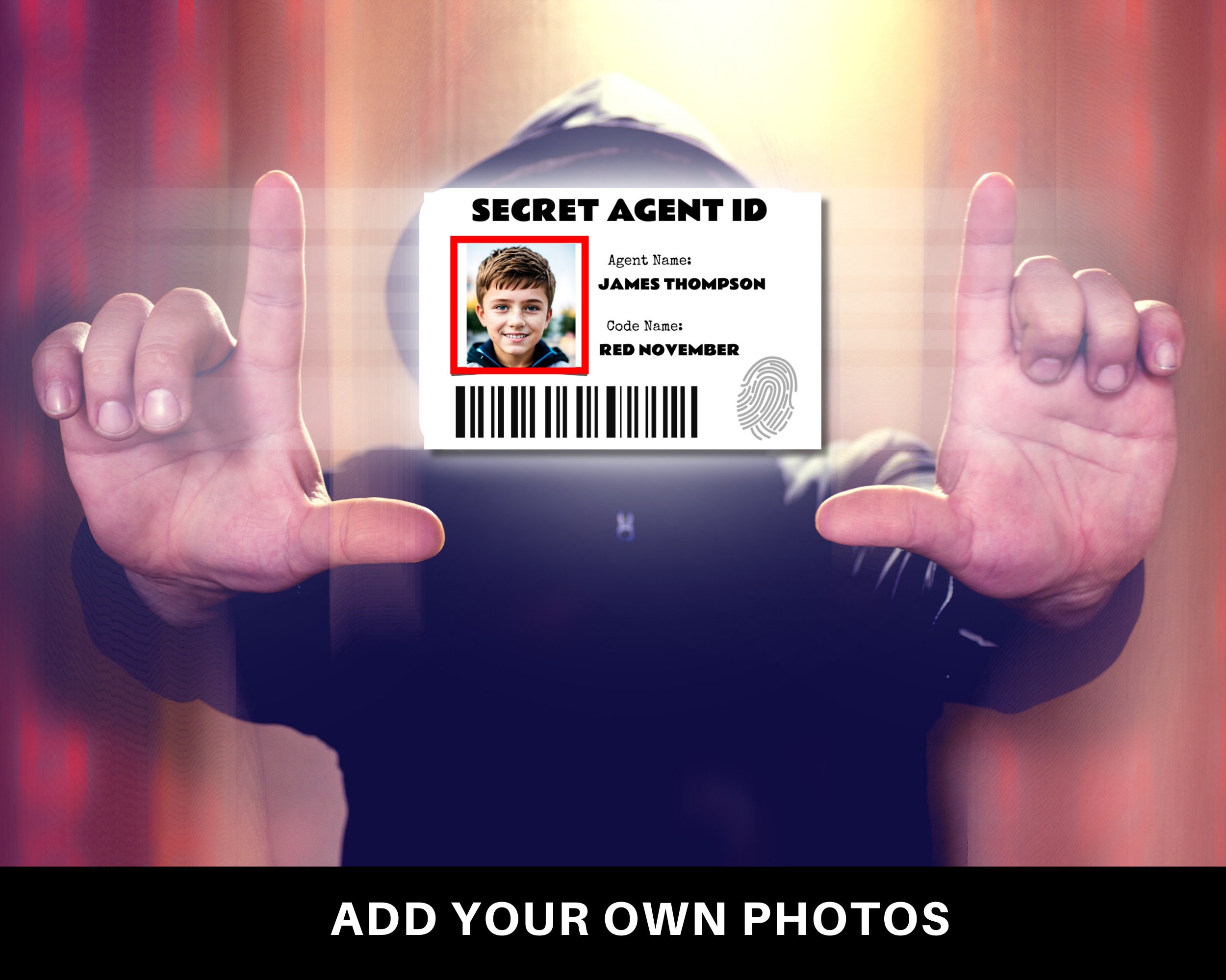 Secret Agent Costume, Secret Agent Badge, Spy ID Badge, Secret Agent ...