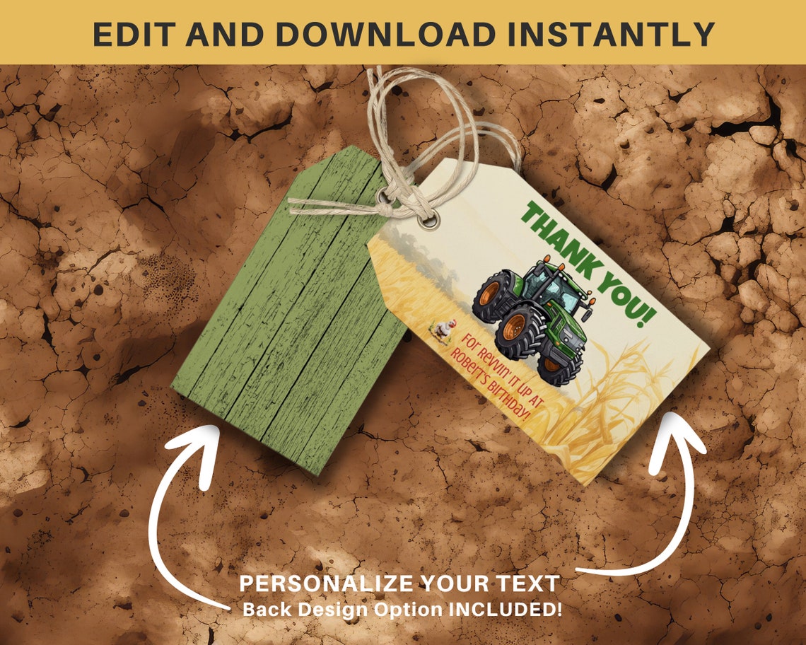 Tractor Favor Tag Tractor Gift Tag Farm Favor Tag Tractor Party Thank ...