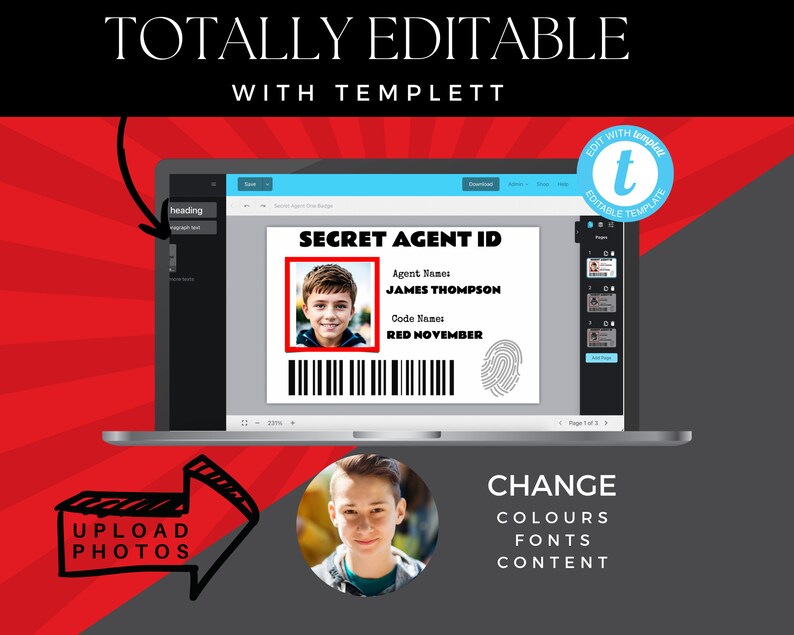 Secret Agent Costume, Secret Agent Badge, Spy ID Badge, Secret Agent ...