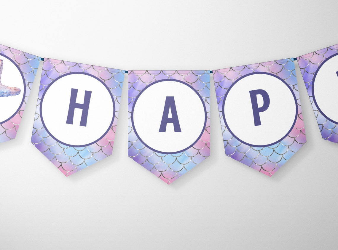 Mermaid Birthday Banner, Mermaid Happy Birthday Banner, Mermaid 6th ...