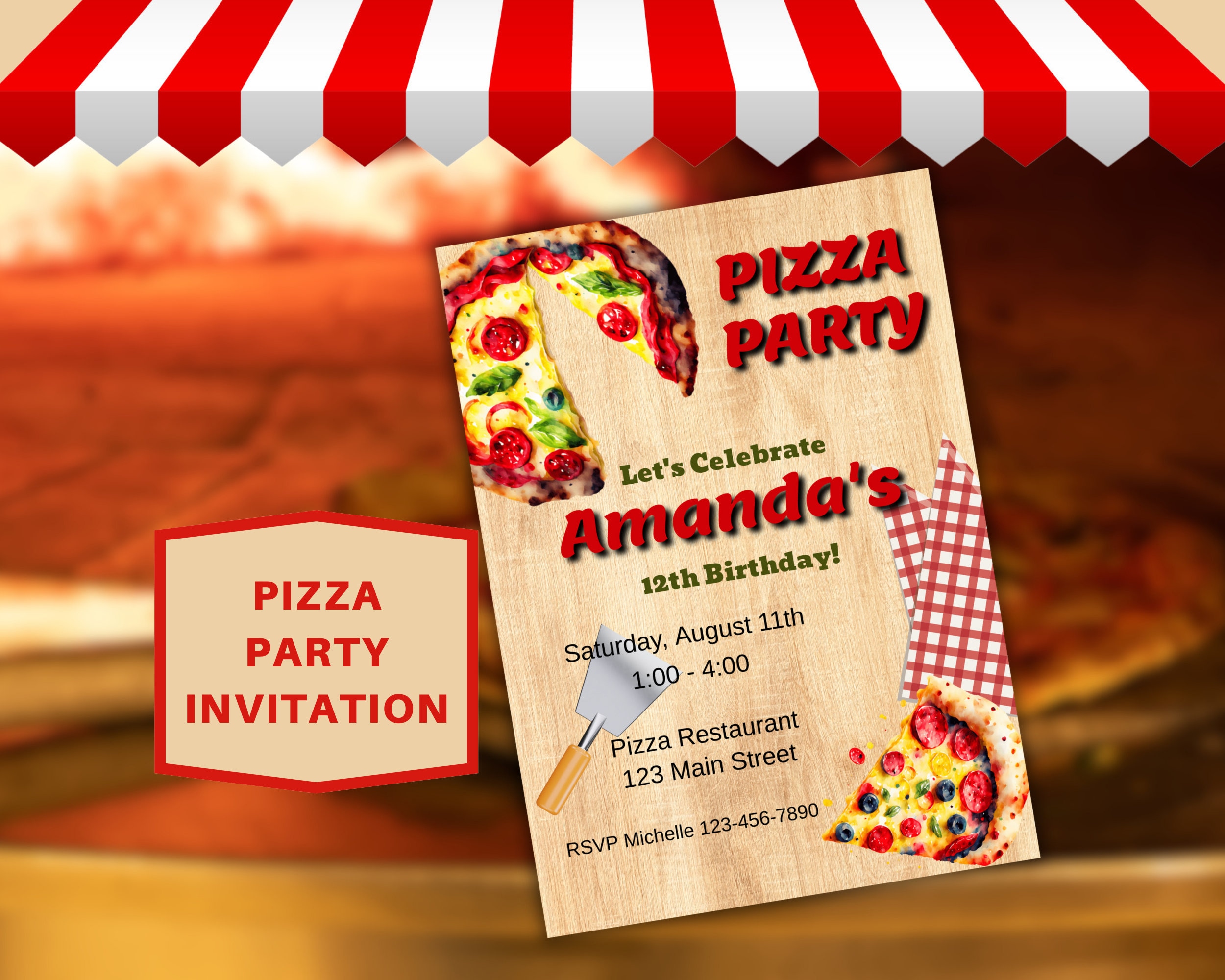 Pizza Party Invite Template Pizza Birthday Party Invitation Pizza Party ...