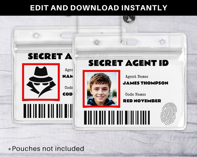 Secret Agent Costume, Secret Agent Badge, Spy ID Badge, Secret Agent ...
