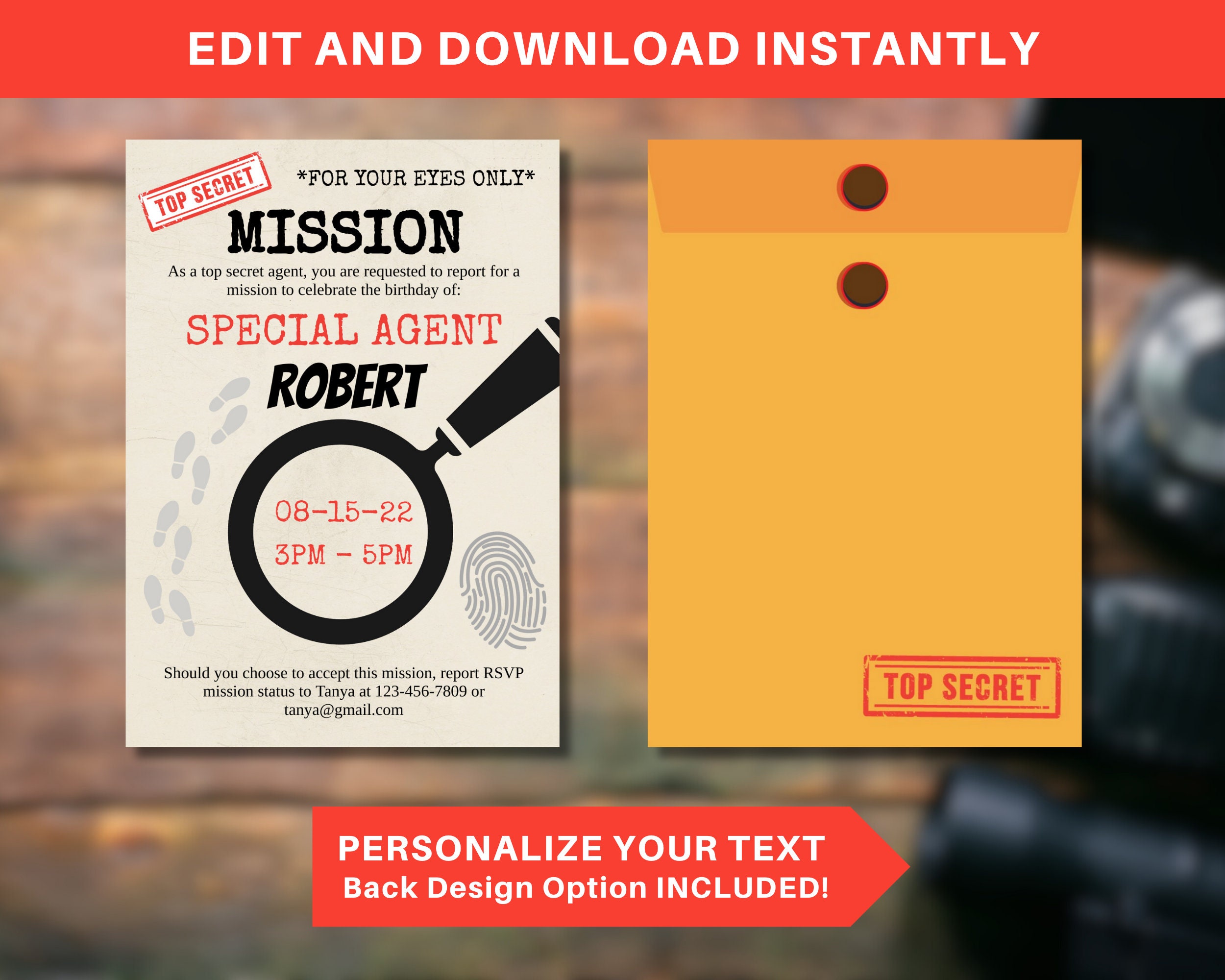 Secret Agent Invitation Spy Party Invitation Detective Party Birthday ...