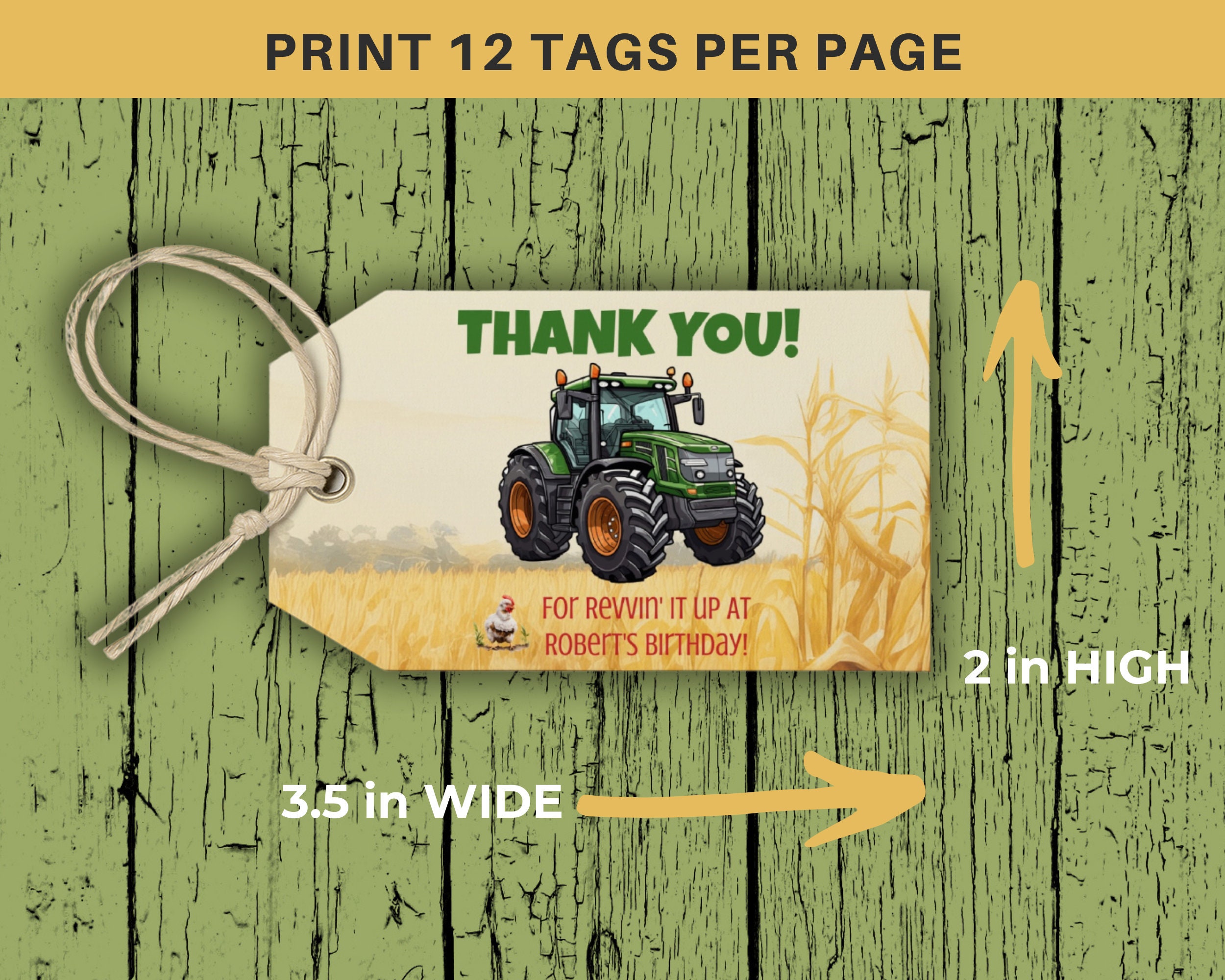 Tractor Favor Tag Tractor Gift Tag Farm Favor Tag Tractor Party Thank ...