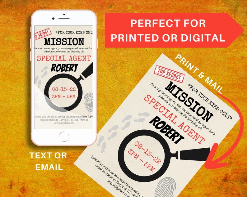 Secret Agent Invitation Spy Party Invitation Detective Party Birthday ...