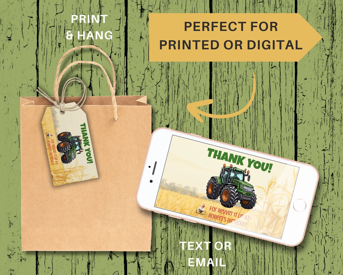 Tractor Favor Tag Tractor Gift Tag Farm Favor Tag Tractor Party Thank ...